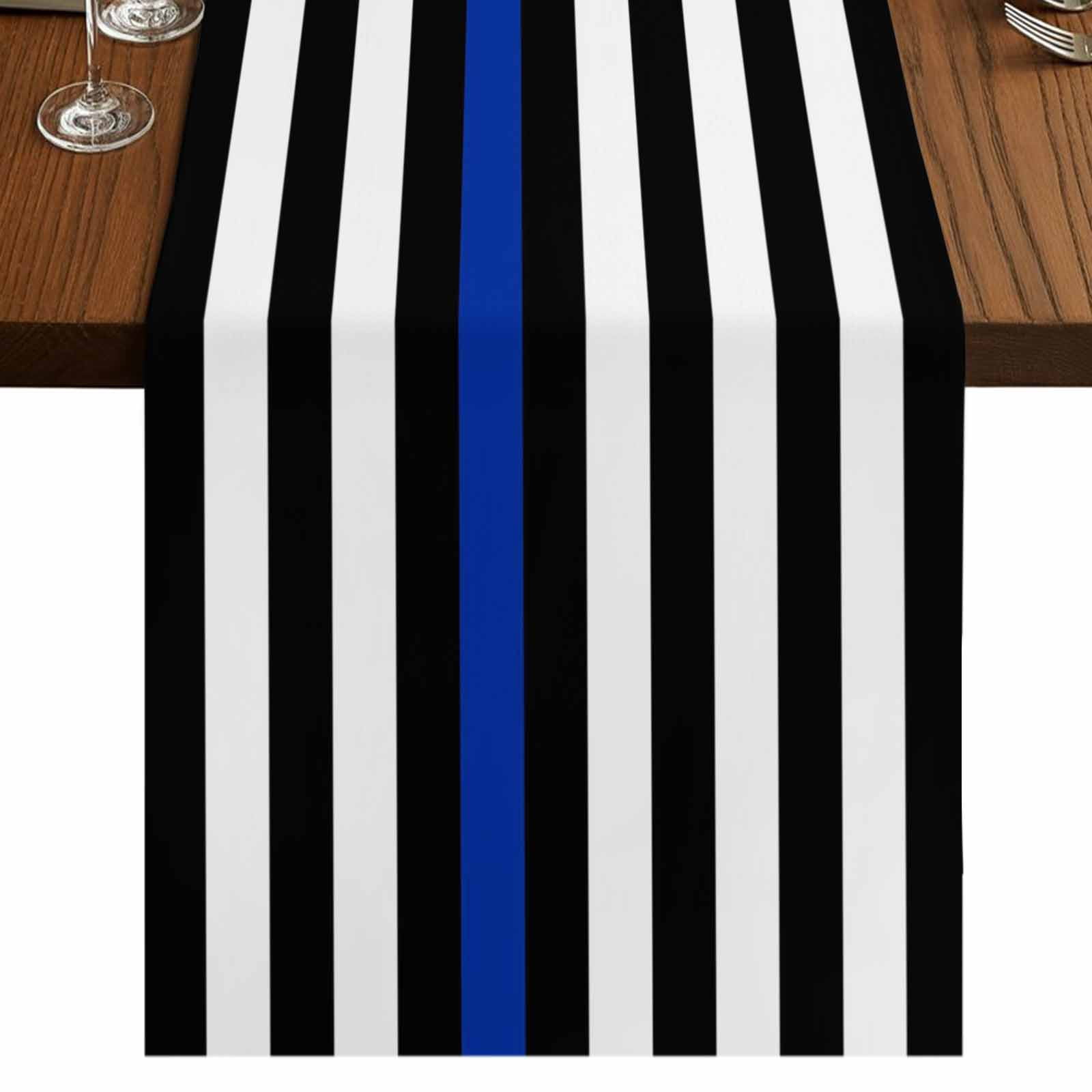 Blue American Flag Table Runner 90 Inches Long,Black White Striped US ...