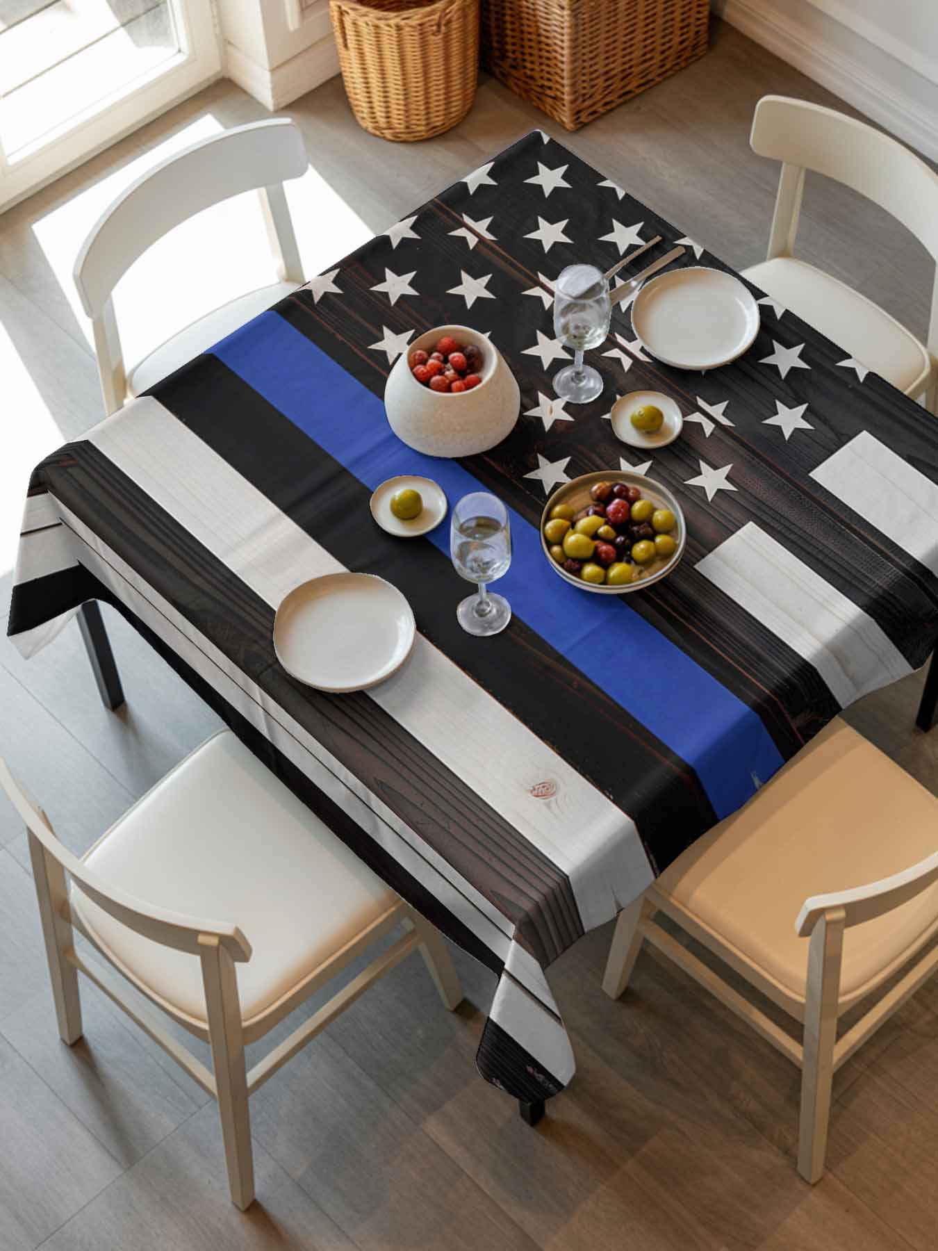 Blue American Flag Tablecloth Square Table Cloth 54x54, Waterproof ...