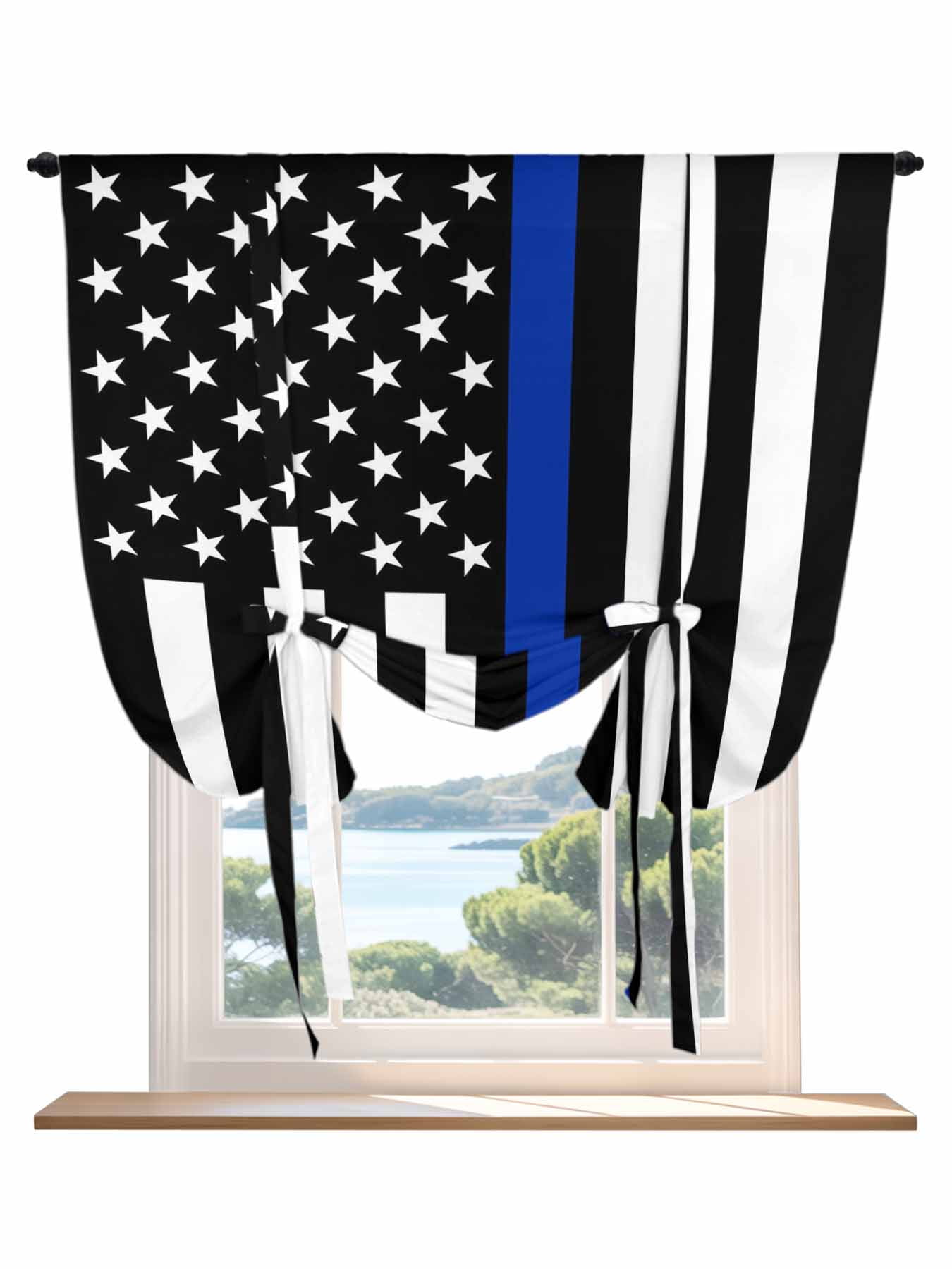 Blue American Flag Tie Up Curtains for Windows 45 Inch Length Balloon ...
