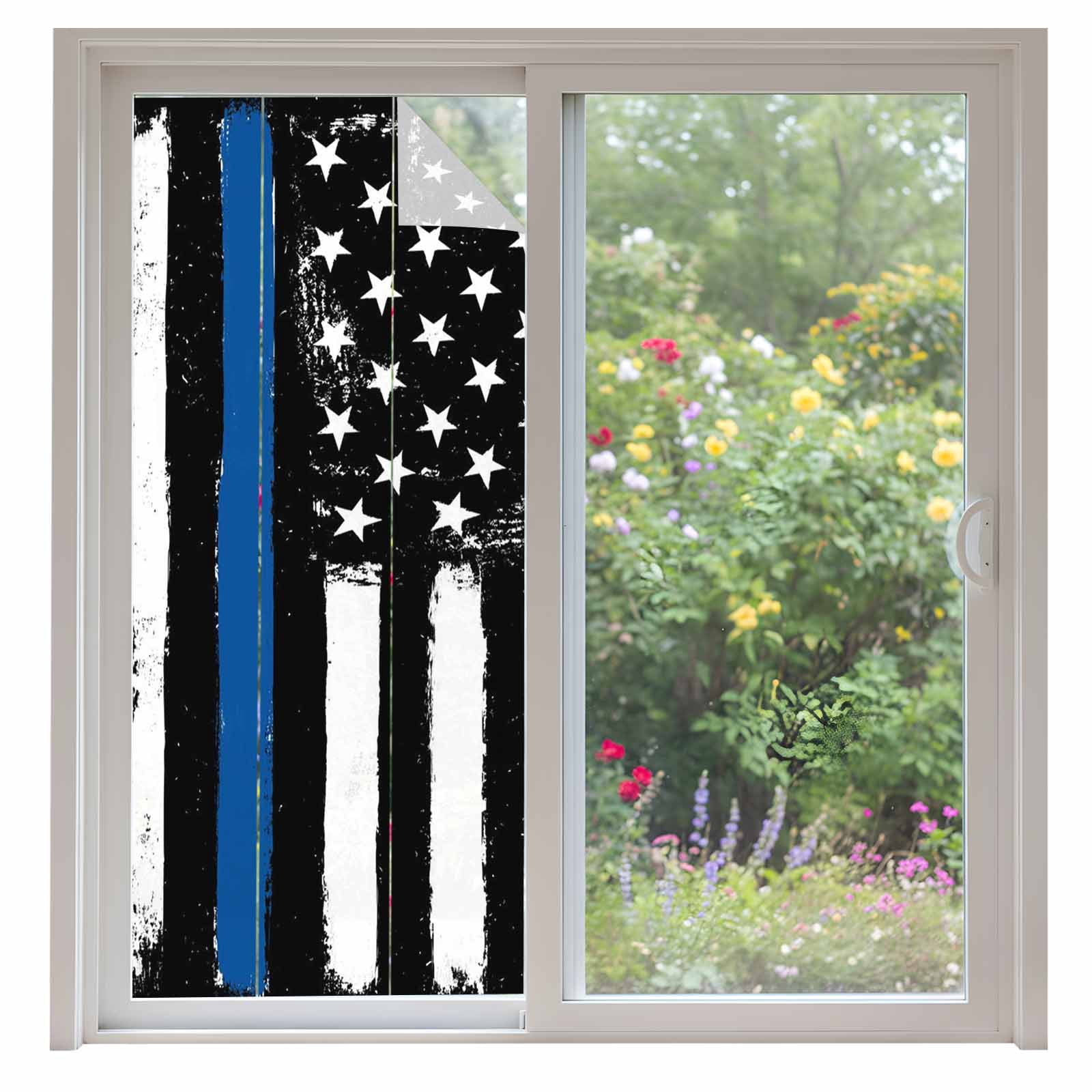 Blue American Flag Window Privacy Film, Black White Stars Stripe US ...