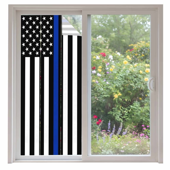 Blue American Flag Window Privacy Film, Black White Striped US Flag ...