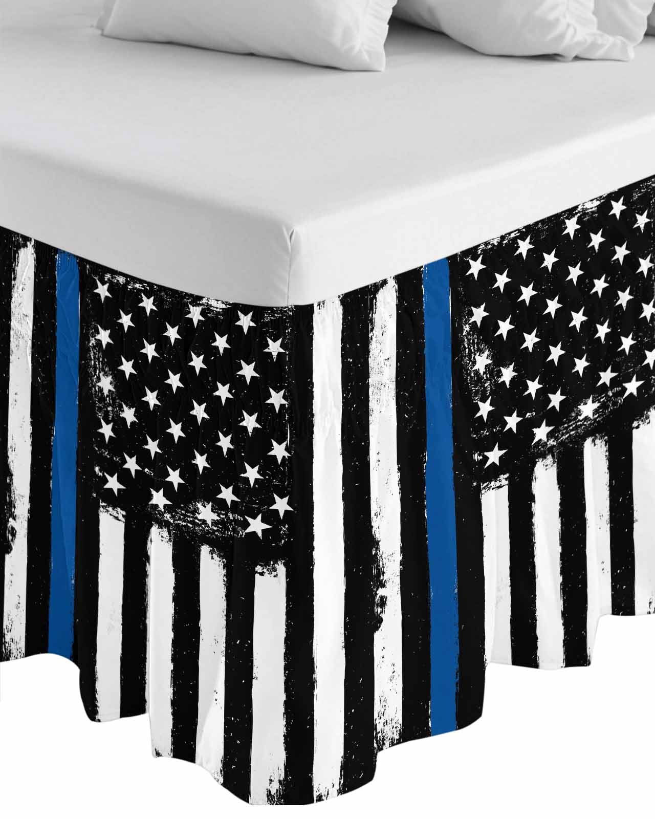 Blue American Flag Wrap Around Bed Skirts for California King Bed 16 ...