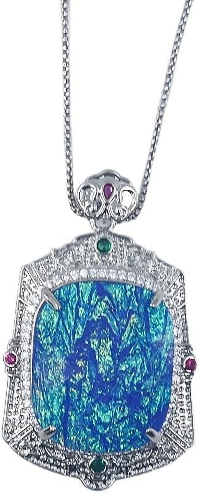 Blue Ammolite Neckalce,Ammolite Stering Silver Gold Plated Gemstone ...