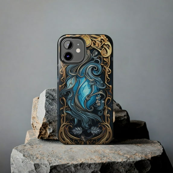 Blue Amulet Art Deco Fantasy Phone Case for iPhone 11 12 13 14 15 16 17 ...