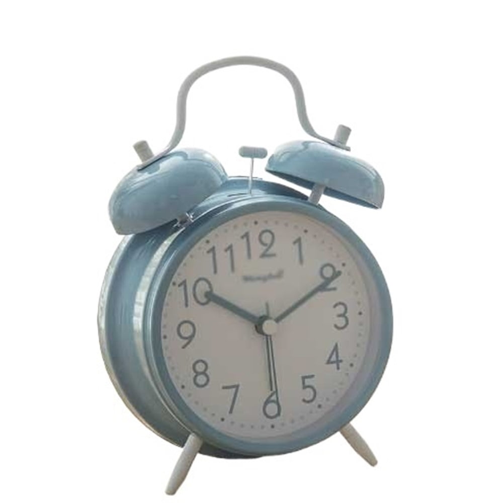 Blue Analog Alarm Clock Battery Operated Suitable for Bedroom Living ...