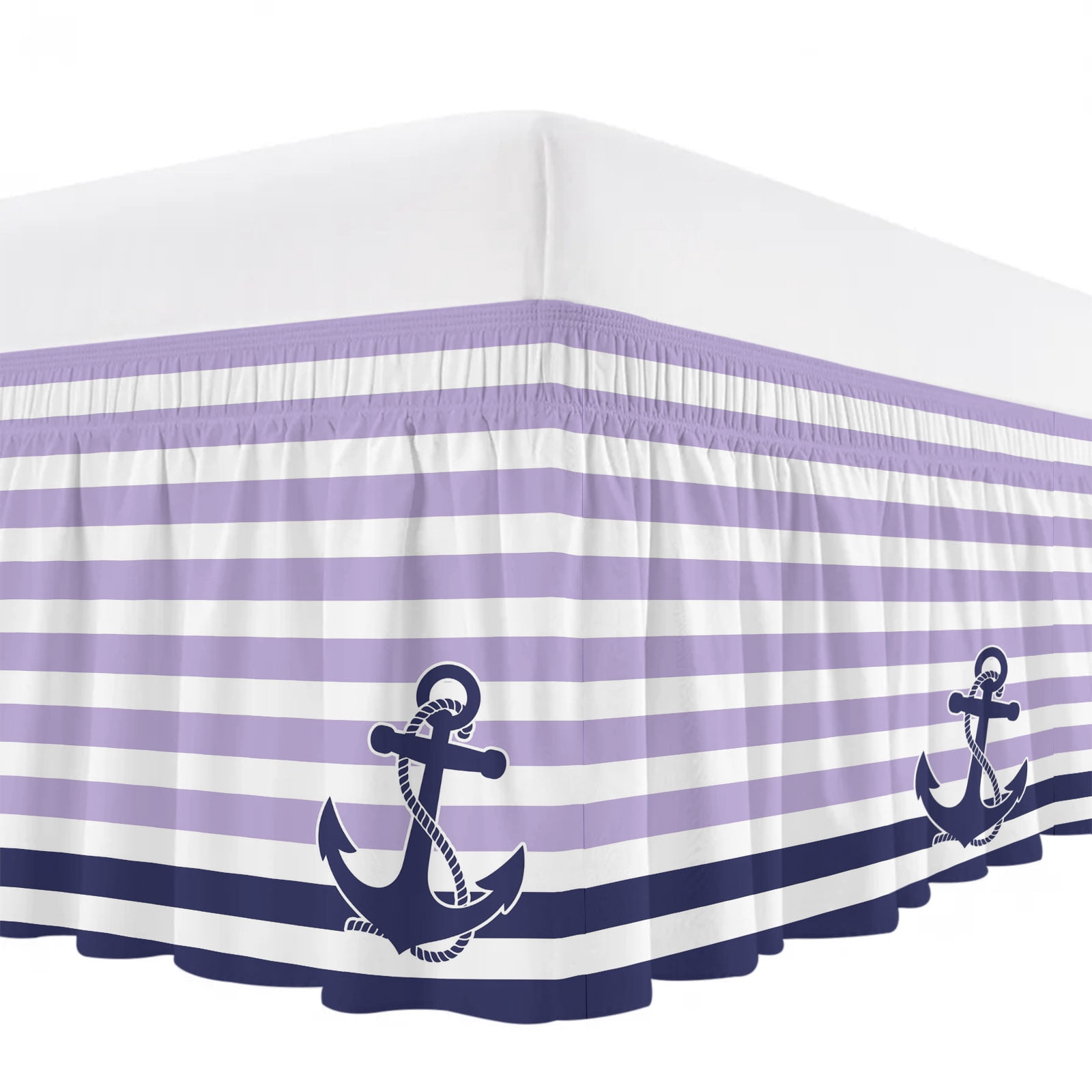 Blue Anchor Bed Skirt California King Size 18 Inch Drop, Costal Purple ...