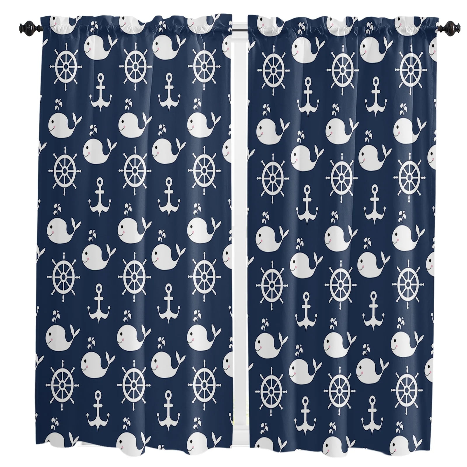 Blue Anchor Boat Fish Curtains For Living Room Kitchen Curtain Bedroom ...