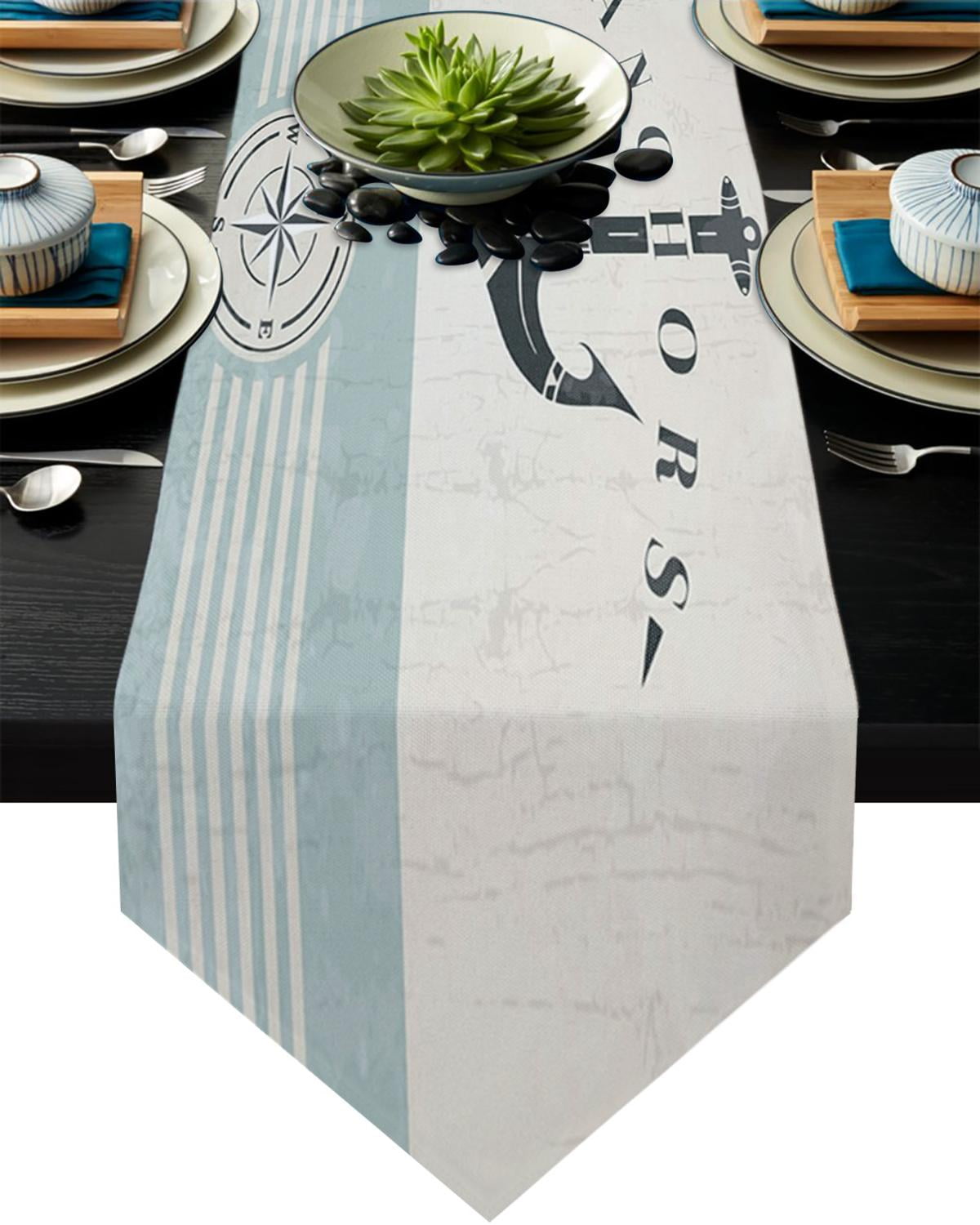 Blue Anchor Boat Fish Table Runner For Wedding Hotel Party Table ...