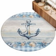 Blue Anchor Coastal Area Rugs 3' (Round) Summer Starfish Beach Coral ...