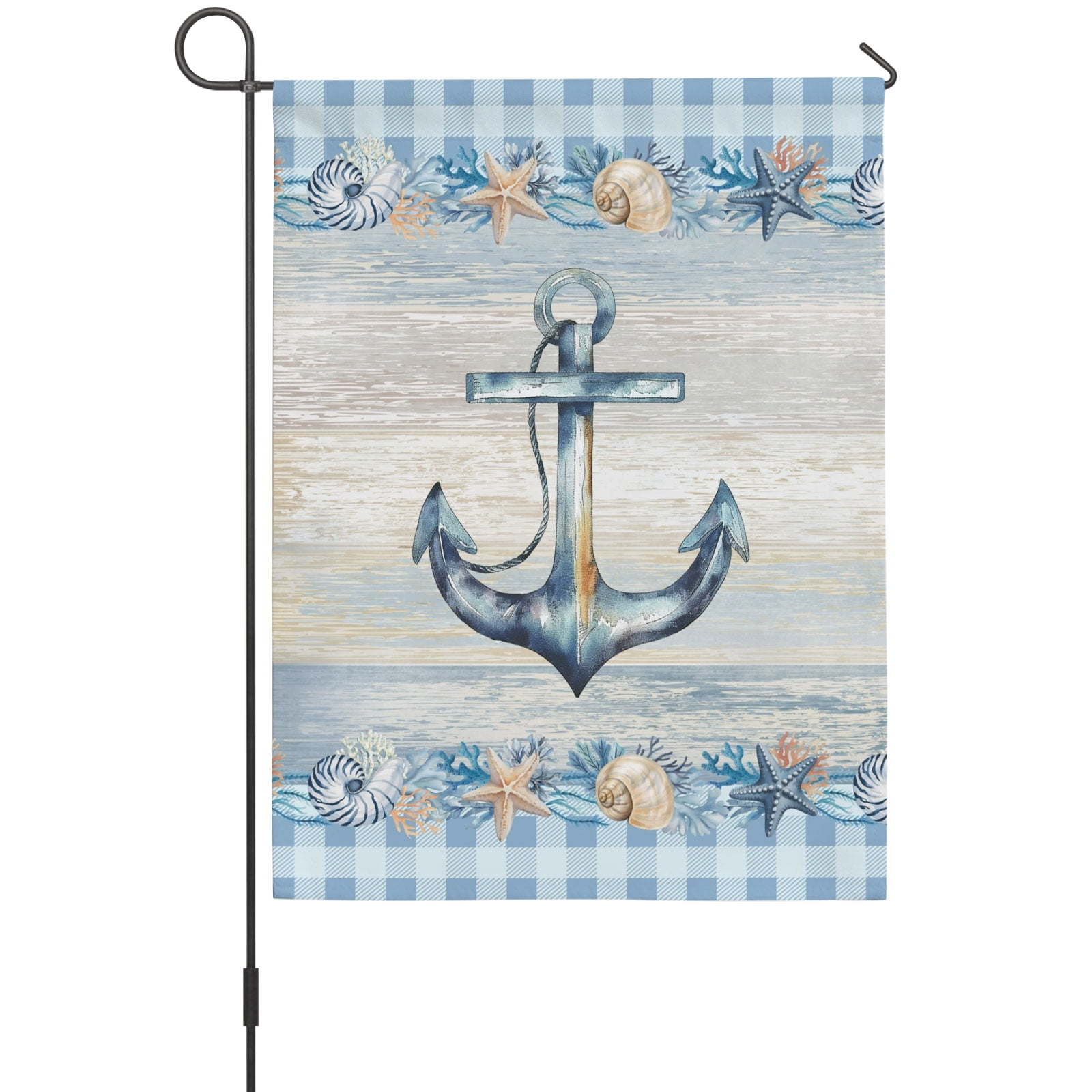 Blue Anchor Coastal House Flag 28 x 40 Inches, Summer Starfish Beach ...