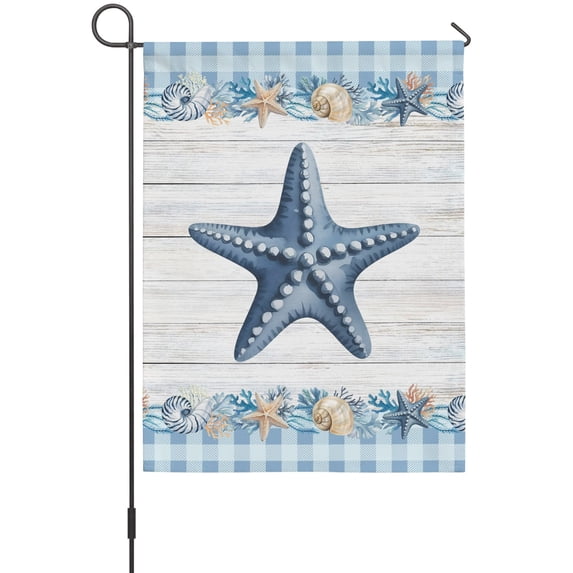 Blue Anchor Coastal House Flags For Outdoor, Summer Starfish Beach ...