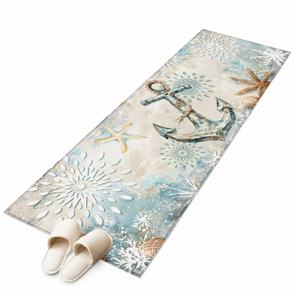 Coastal Blue Runner Rug 2x6 FT,Non Slip Hallway Rugs,Ocean Starfish ...