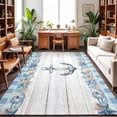 Blue Anchor Coastal Washable Area Rug 3 x 5 ft Summer Starfish Beach ...