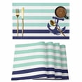 Blue Anchor Cotton Linen Placemats Set of 8, Costal Mint Green White ...