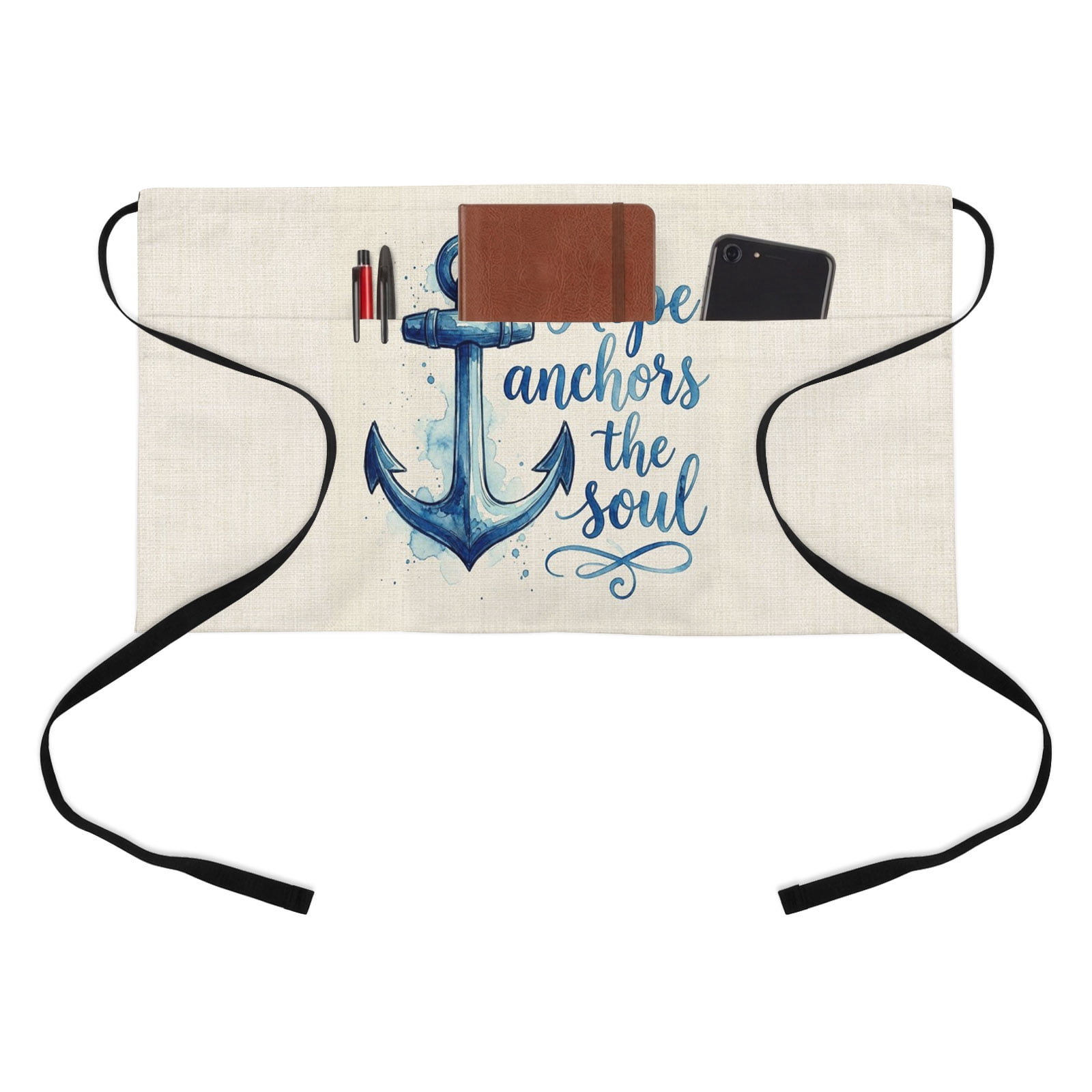 Blue Anchor Half Waist Apron Watercolor Hope Anchors The Soul Linen ...