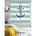 Blue Anchor Nautical Coastal Chiffon Sheer Curtains 63 Inches Long ...