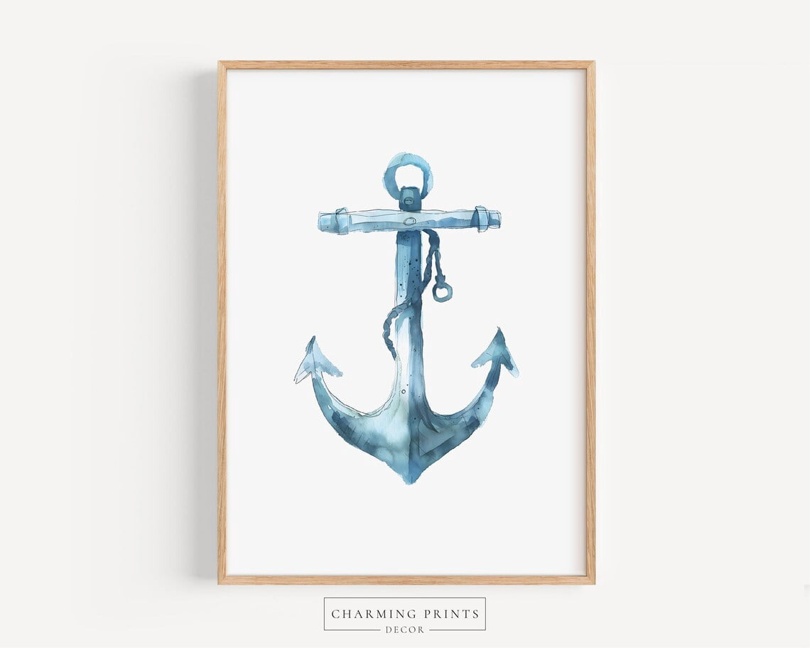 Blue Anchor Nautical Poster, Unframed Size 12x18 - Walmart.com