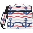 Blue Anchor Pattern 3 Ring Binder Bag Zipper Binder Organizer with 14 ...