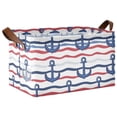 Blue Anchor Pattern Collapsible Storage Bin Open Home Shelf Basket ...