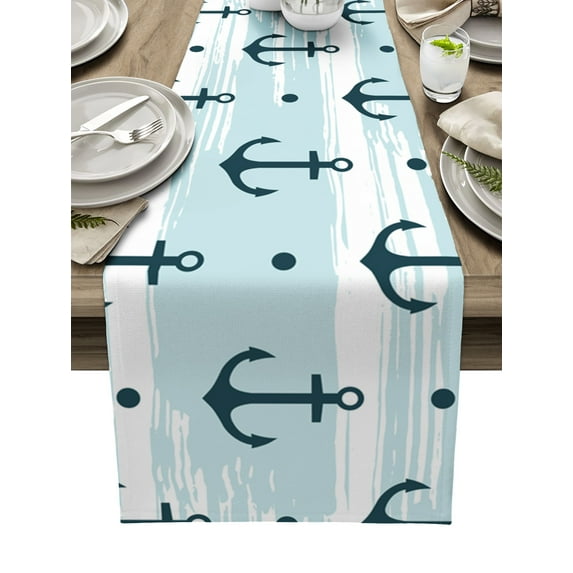 Blue Anchor Polka Dot Retro Table Runners Kitchen Table ration Dining ...