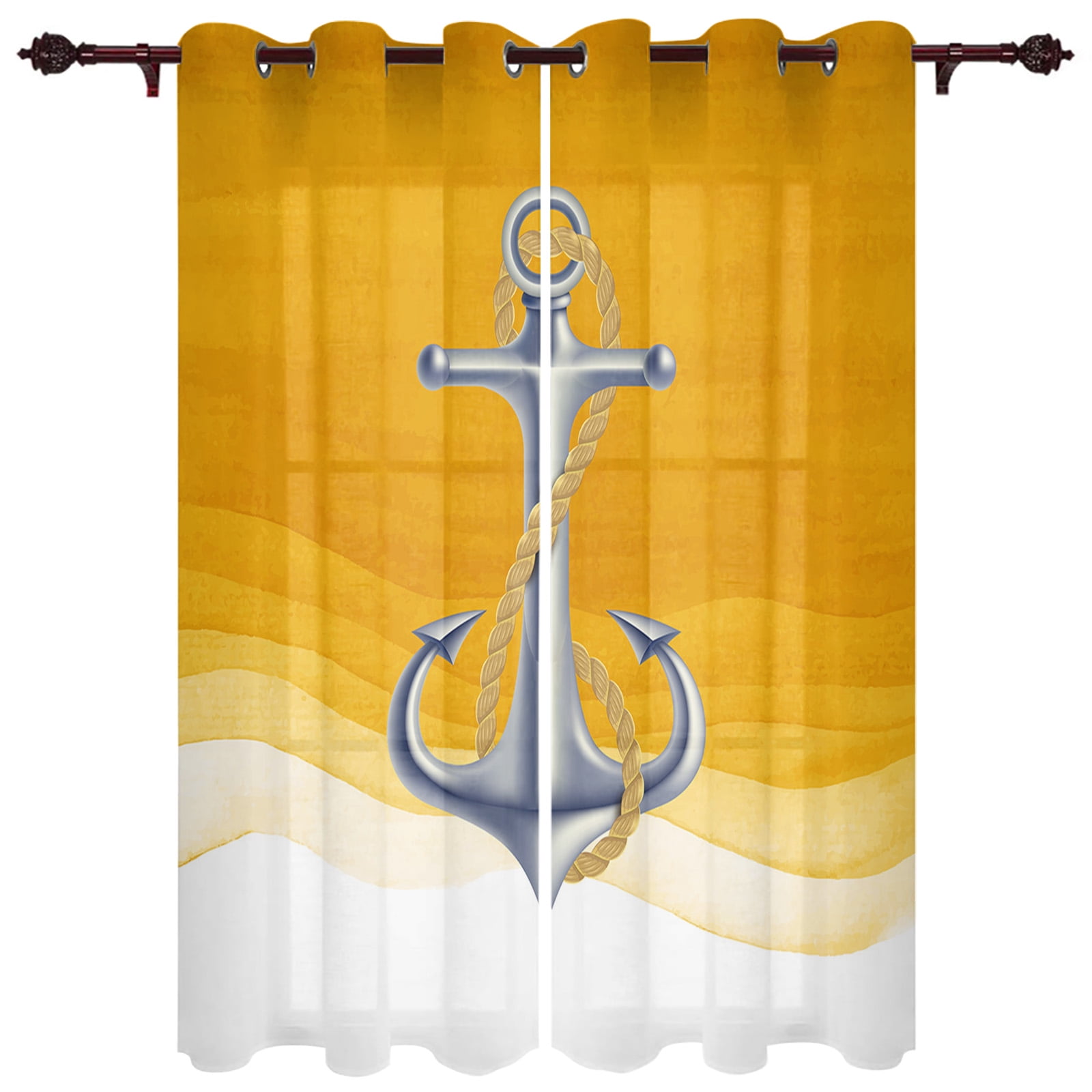 Blue Anchor Splash Ink Window Curtains Kids Room Living Room Curtain ...