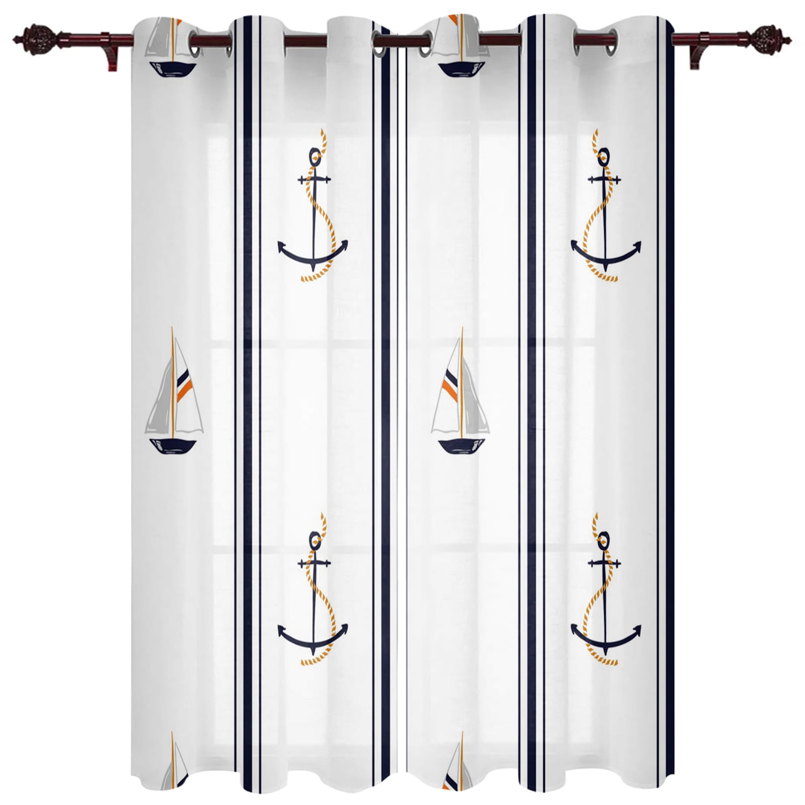 Blue Anchor Splash Ink Window Curtains Kids Room Living Room Curtain ...