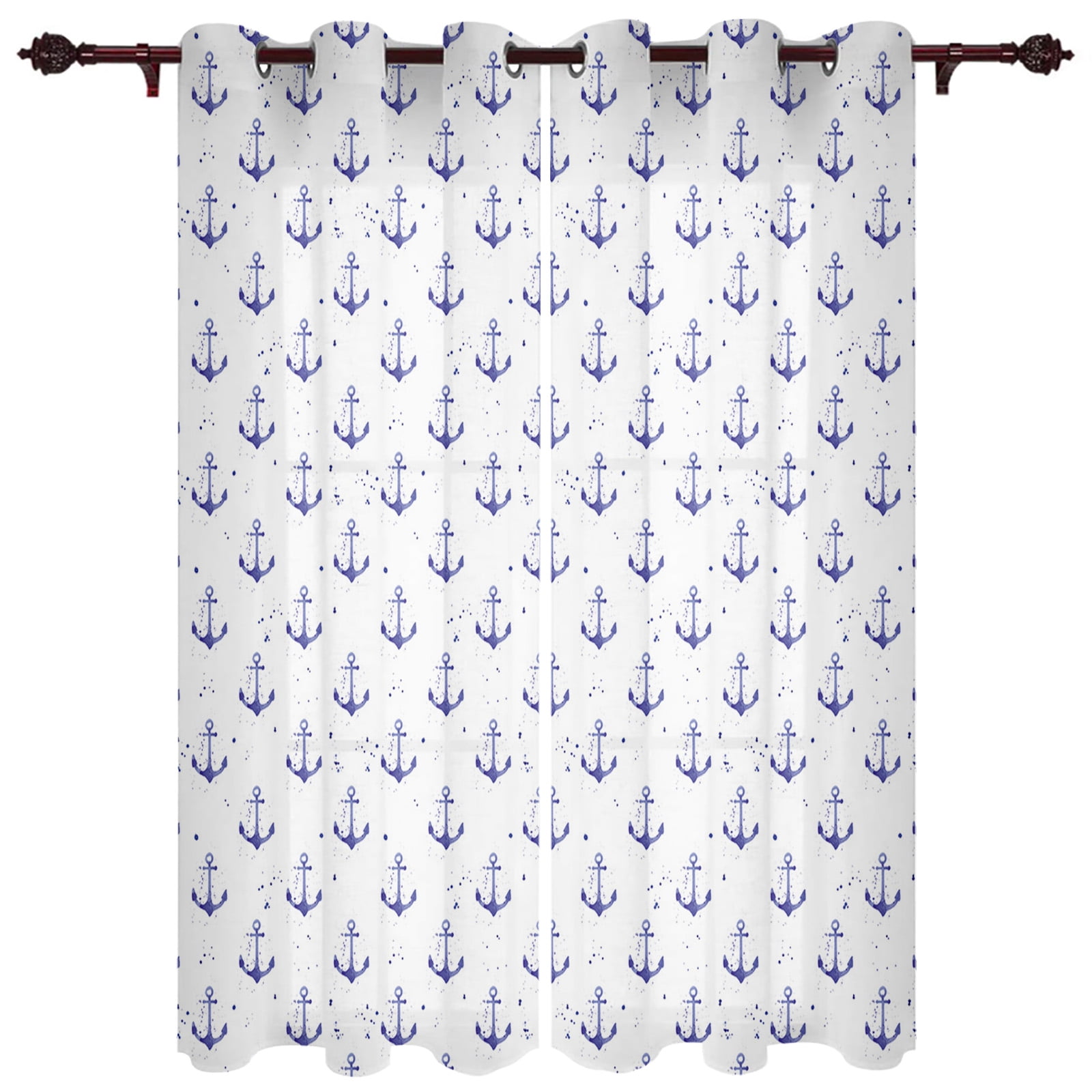 Blue Anchor Splash Ink Window Curtains Kids Room Living Room Curtain ...