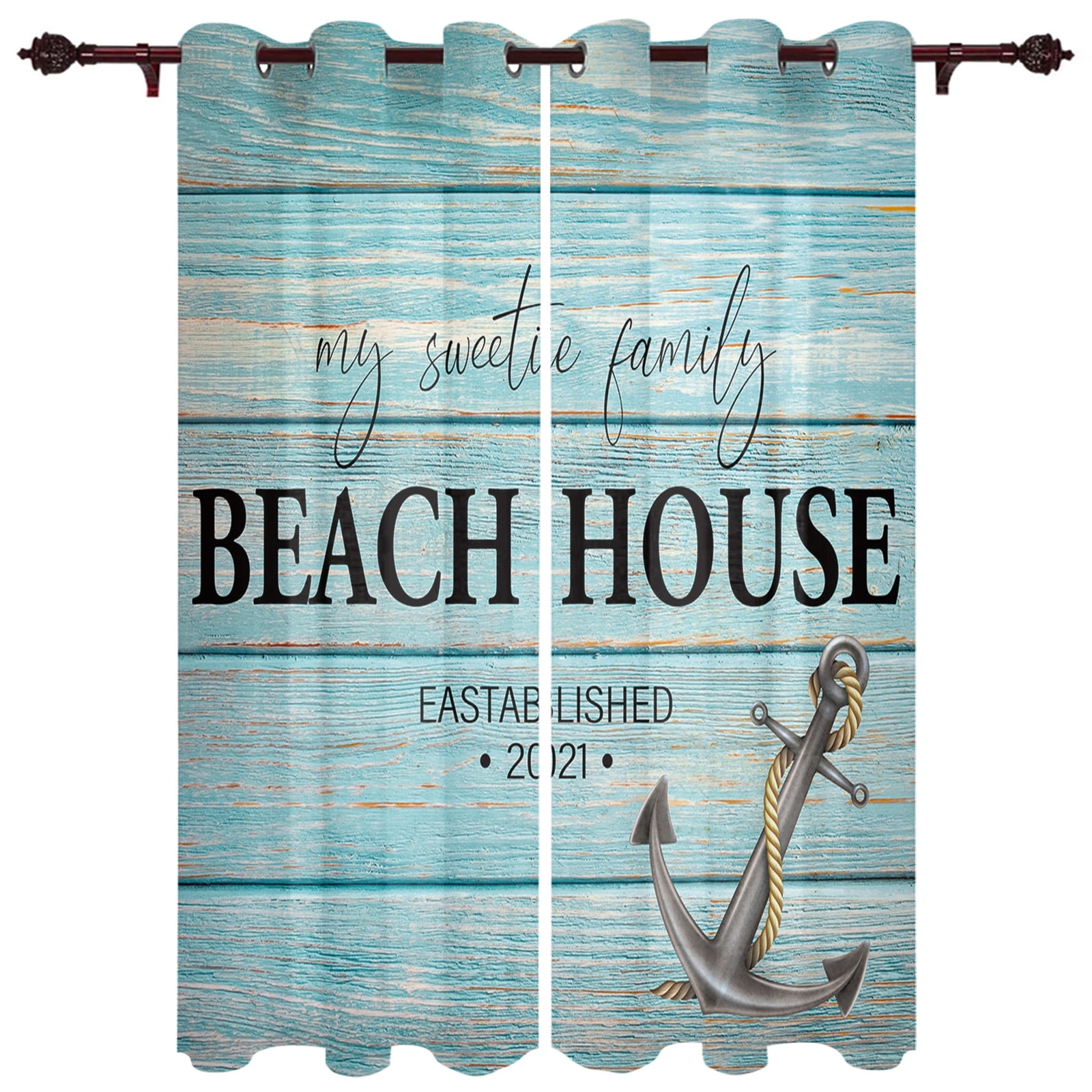 Blue Anchor Splash Ink Window Curtains Kids Room Living Room Curtain ...