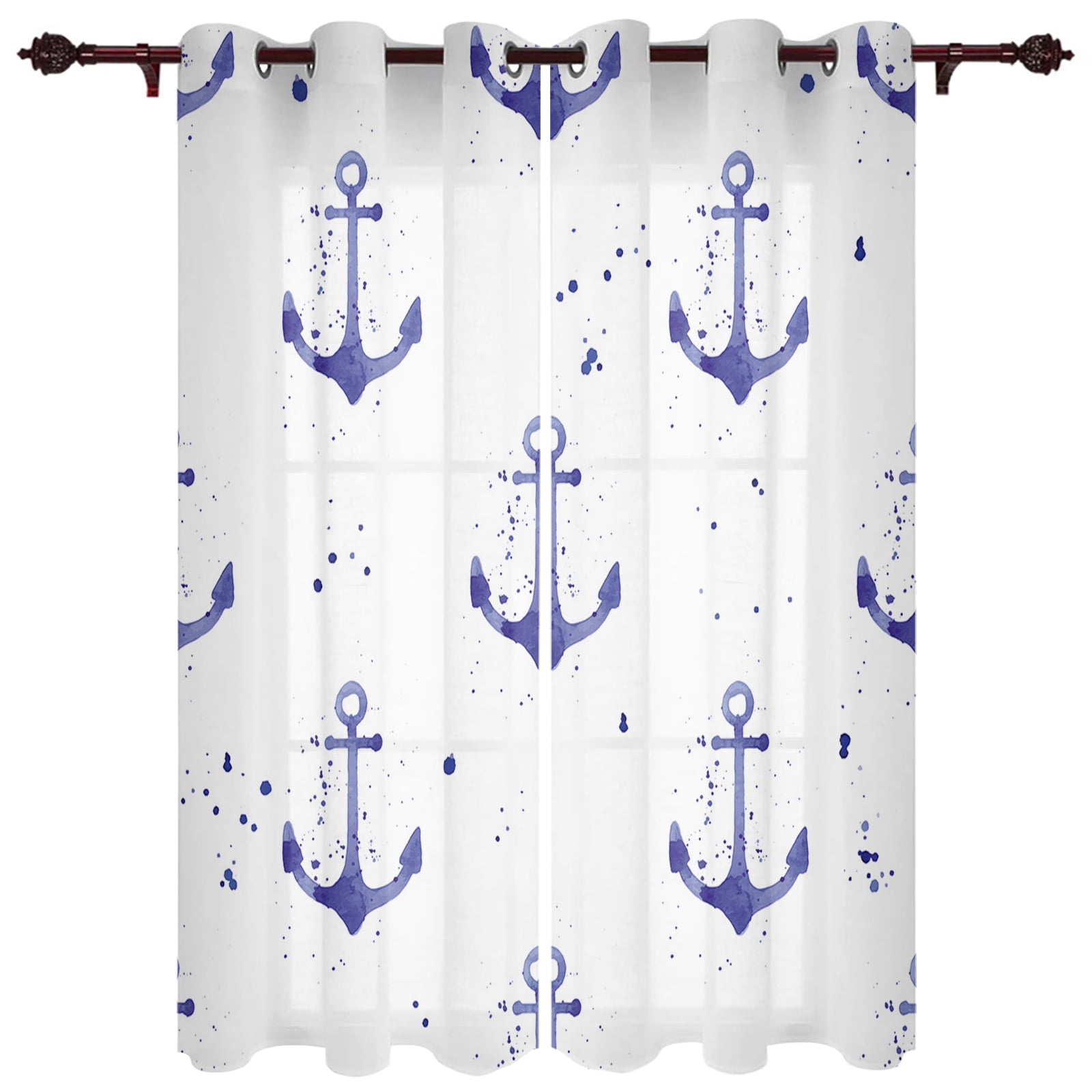 Blue Anchor Splash Ink Window Curtains Kids Room Living Room Curtain ...