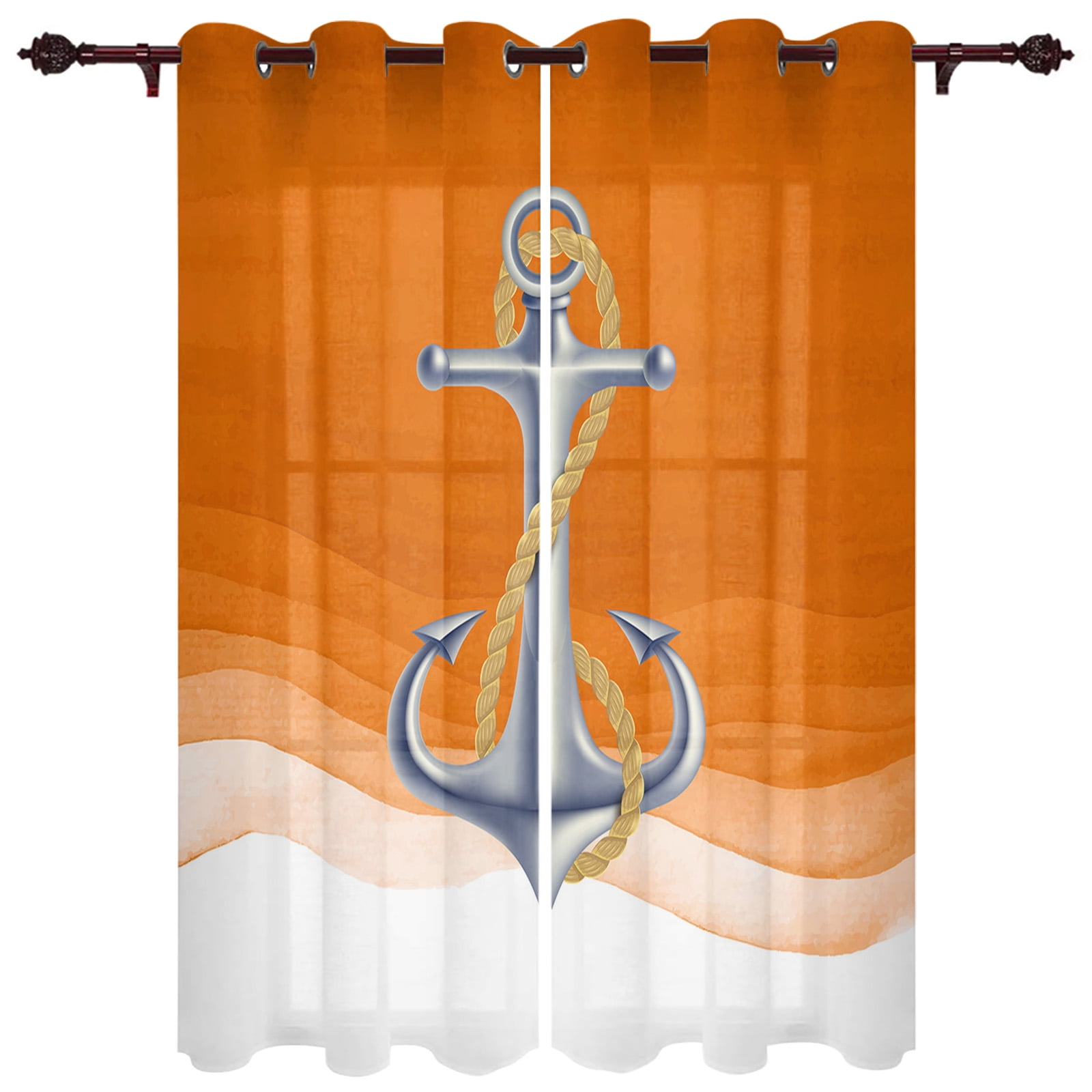 Blue Anchor Splash Ink Window Curtains Kids Room Living Room Curtain ...