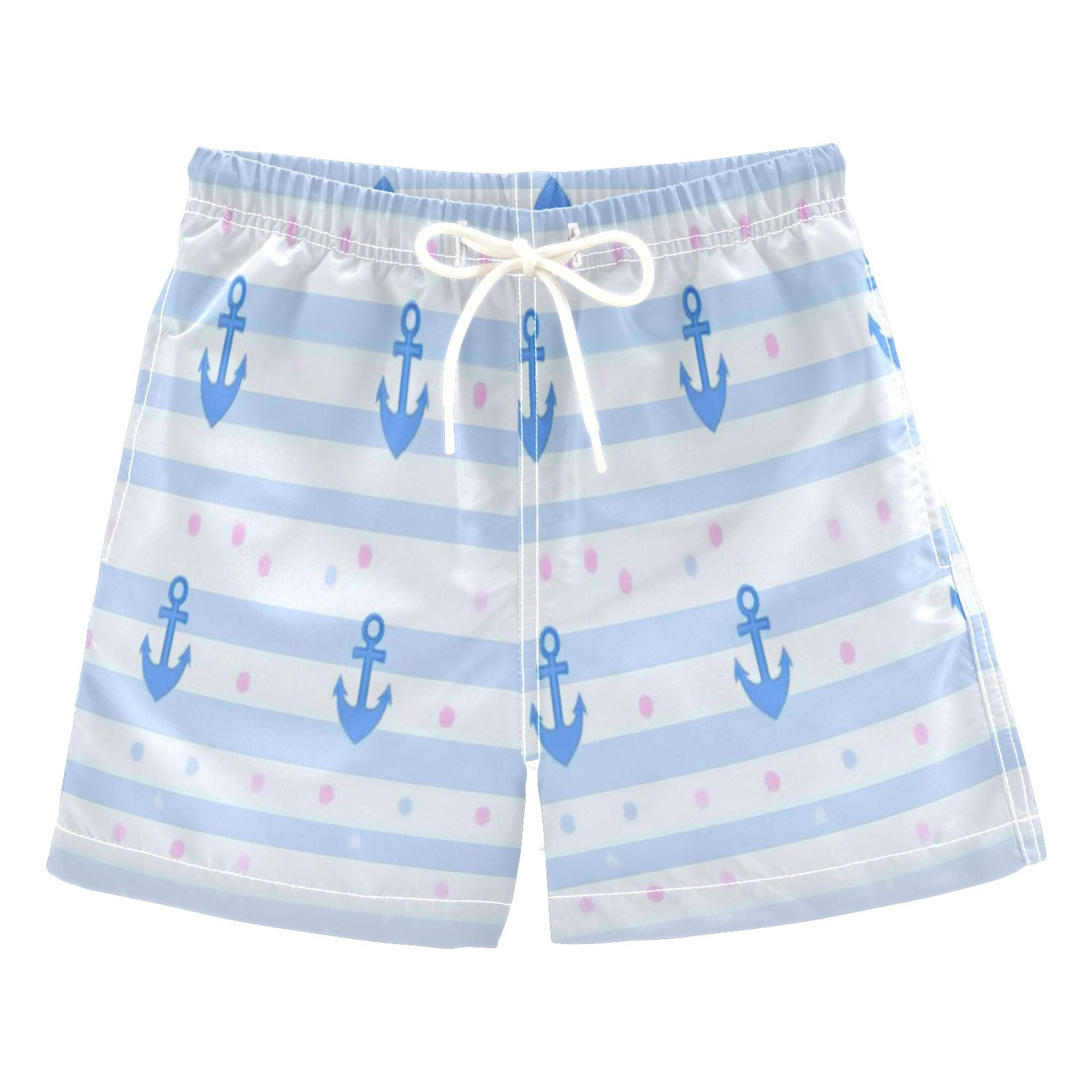 Blue Anchor Stripes Boys' Swim Trunks Beach Pool Shorts Quick Dry Soft ...
