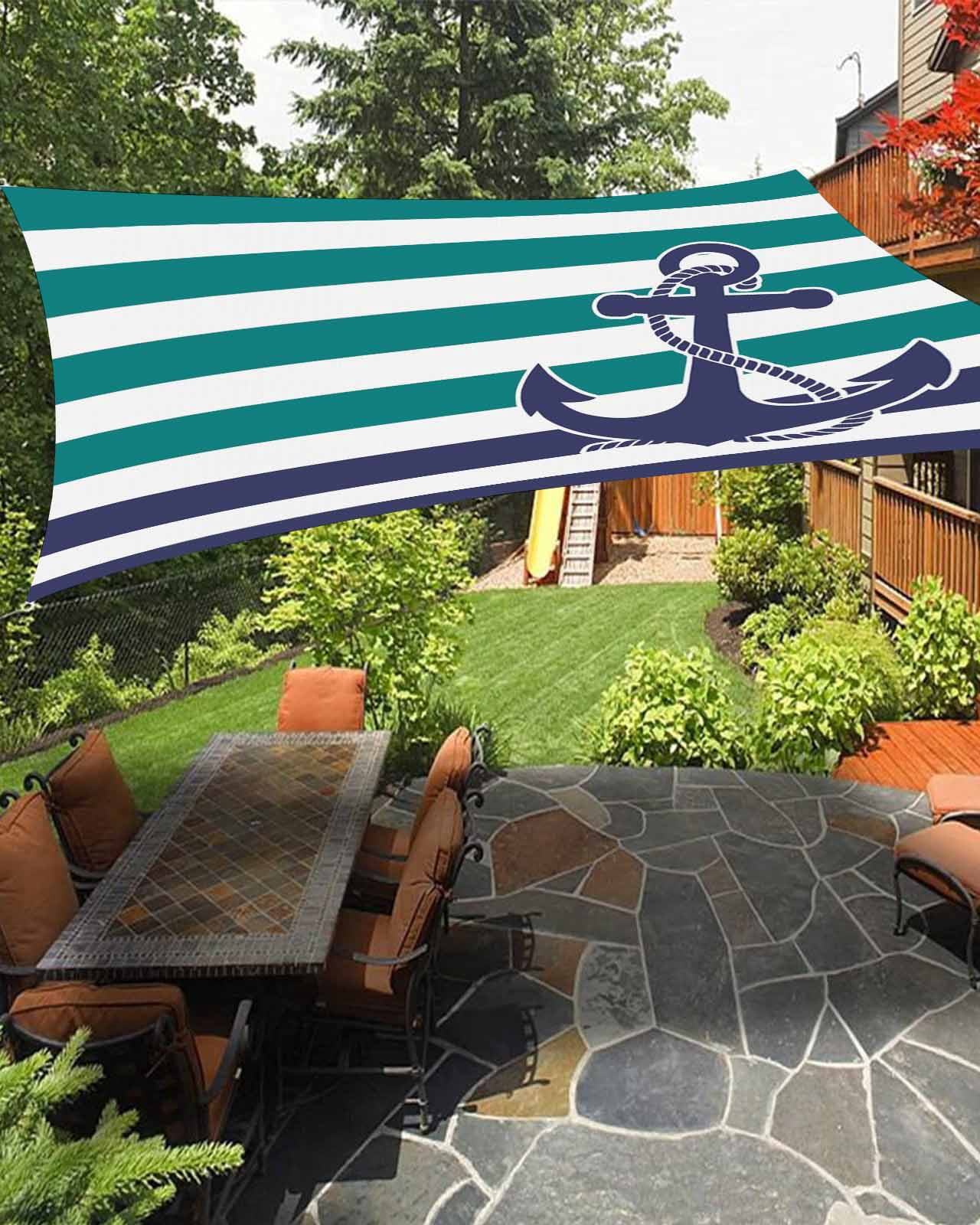 Blue Anchor Sun Shade Sail 14'X18' Costal Green White Blue Stripes ...