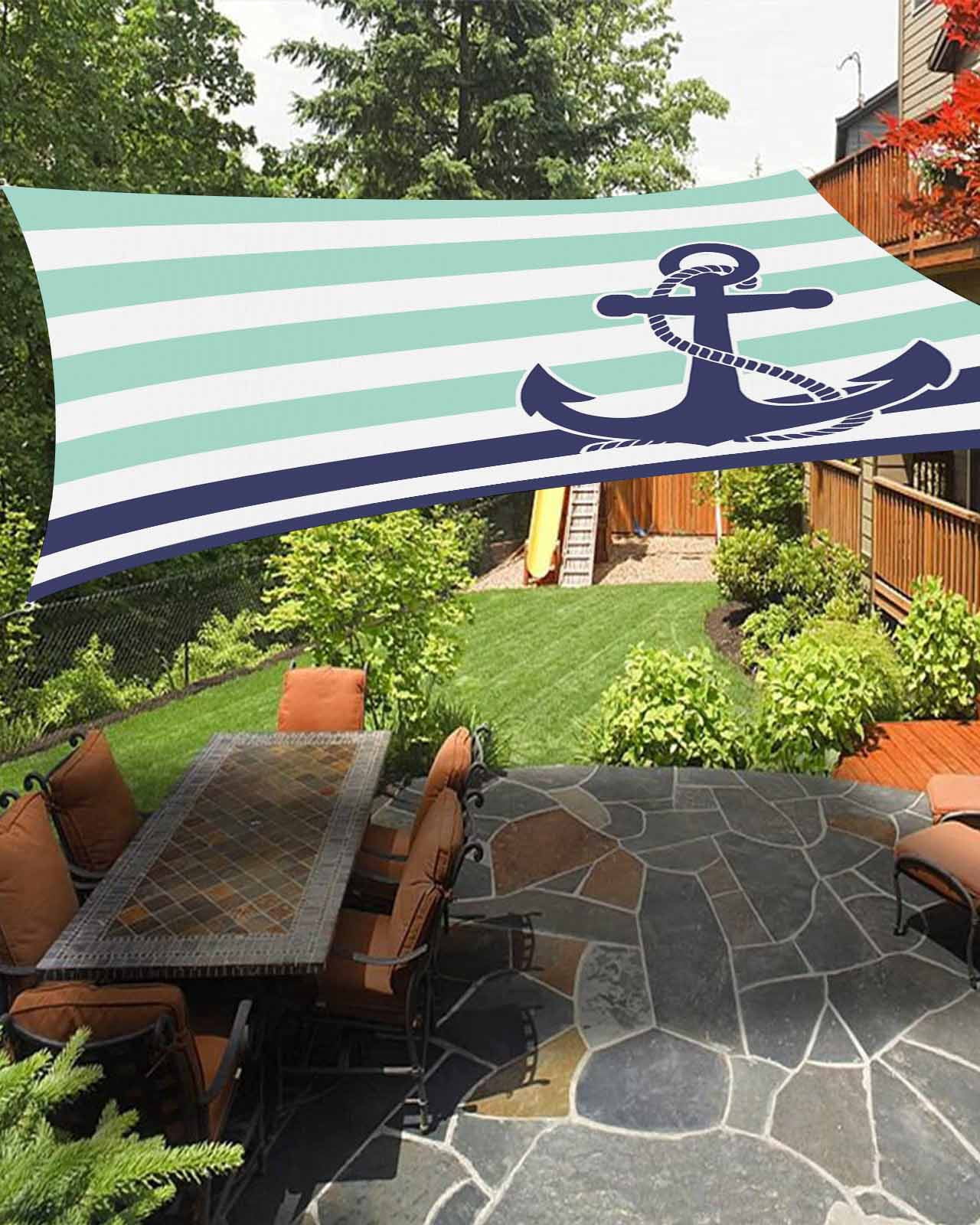 Blue Anchor Sun Shade Sail 6.5'X10' Costal Mint Green White Stripes ...