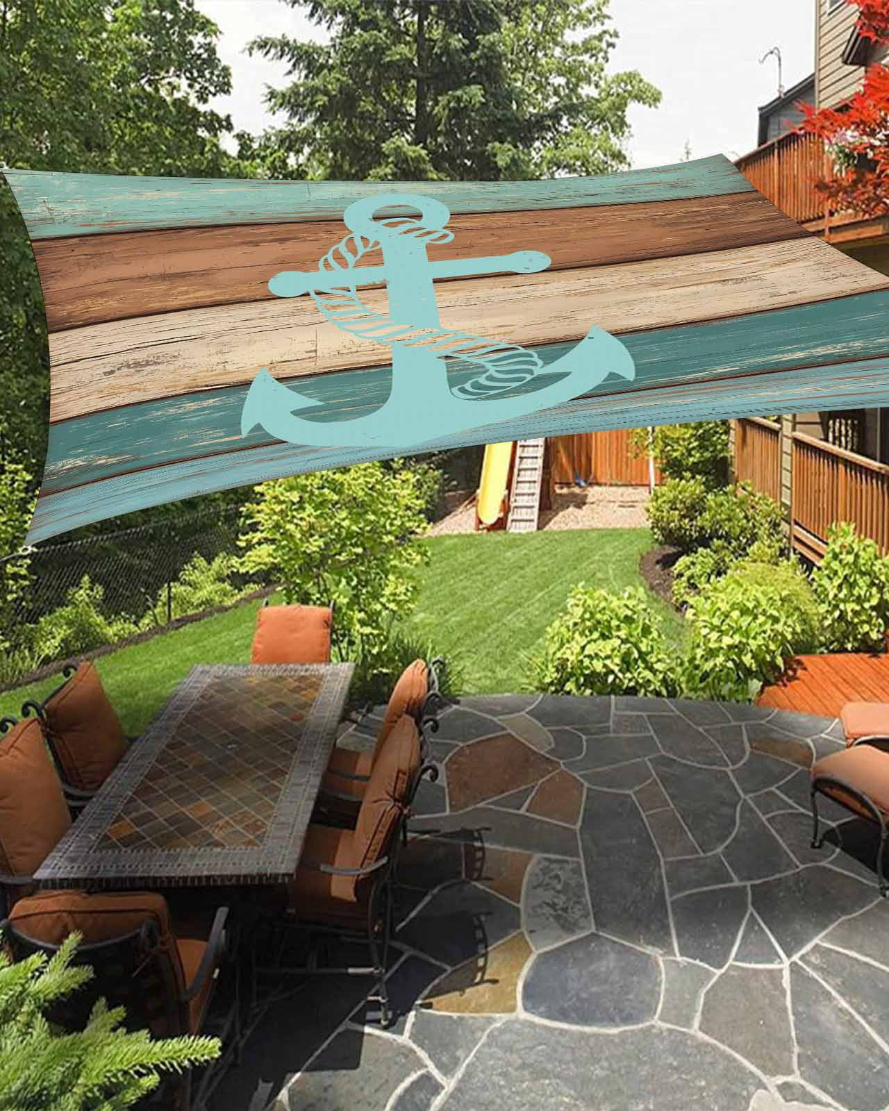 Blue Anchor Sun Shade Sail 8'X10' Turquoise Brown Wood Grain UV Block ...