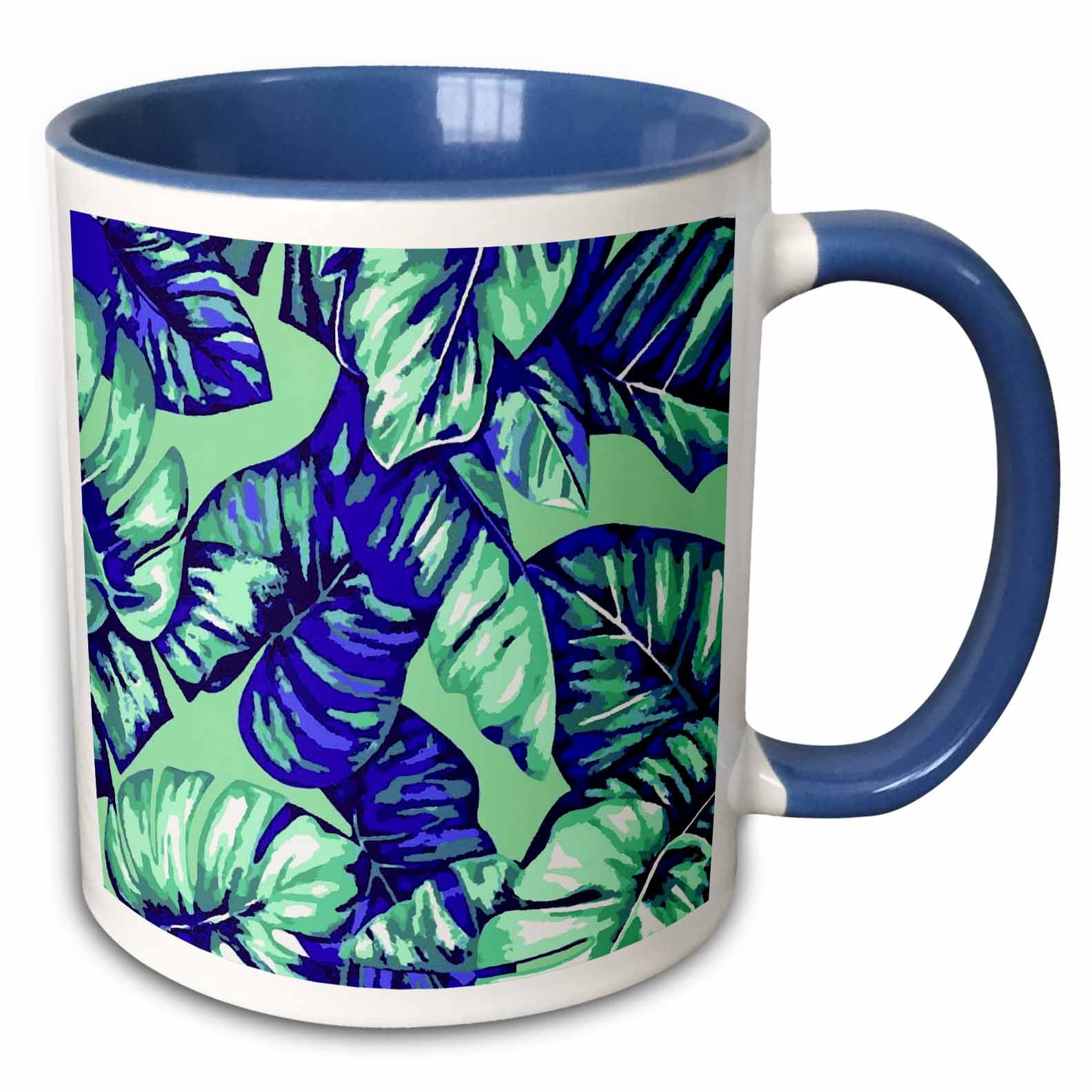 3drose, Blue and Aqua Colorful Tropical Leaves Monstera and Banana ...