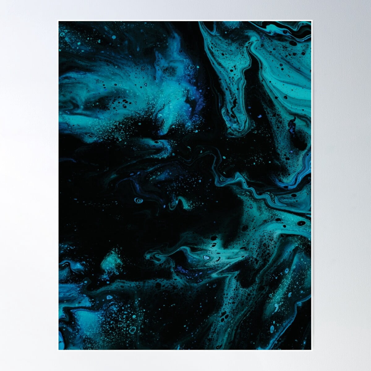Blue And Black Abstract Poster Wall Art, Modern Wall Decor For Living ...