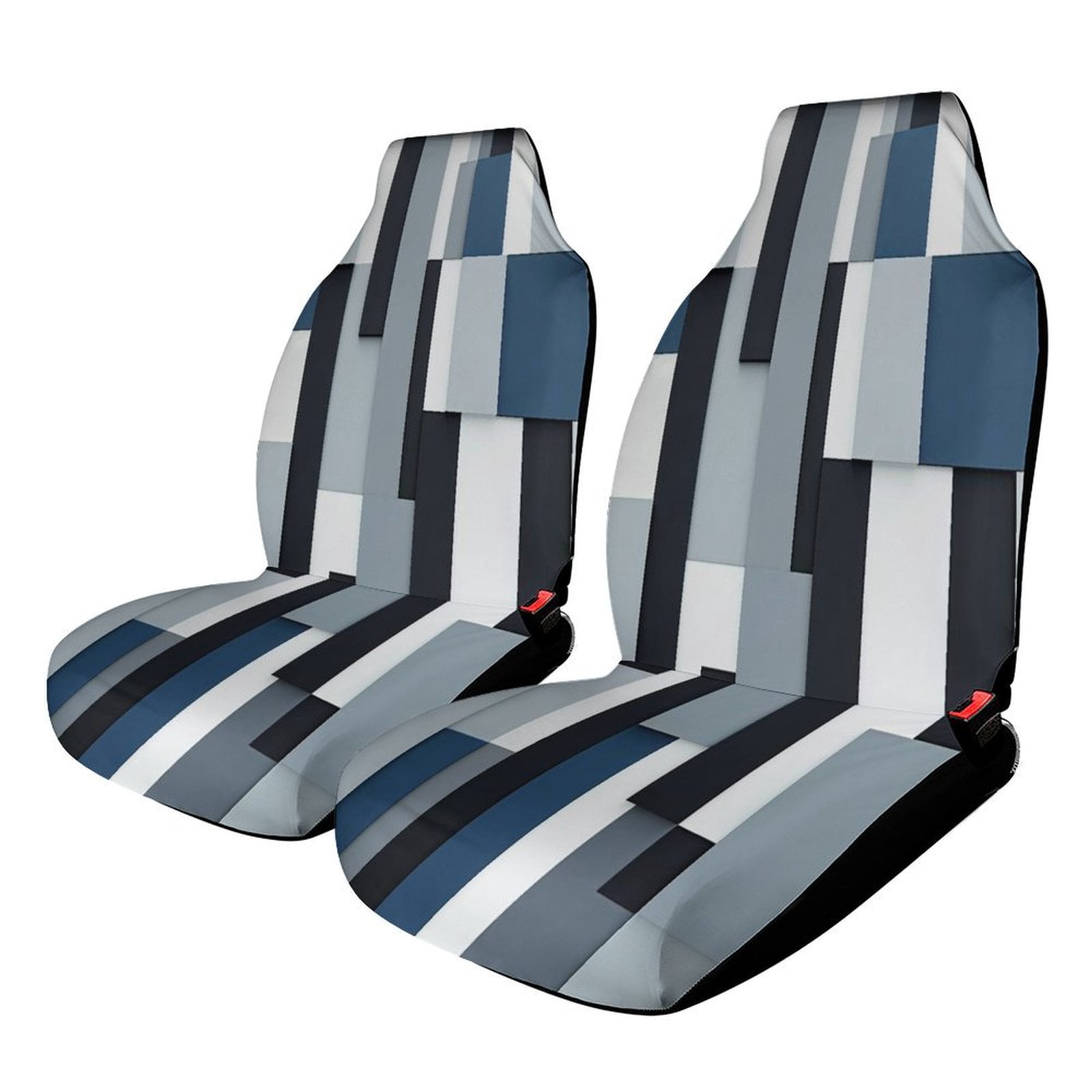 Blue And Black And Grey Squares Car Seat Covers Front Seats Universal ...