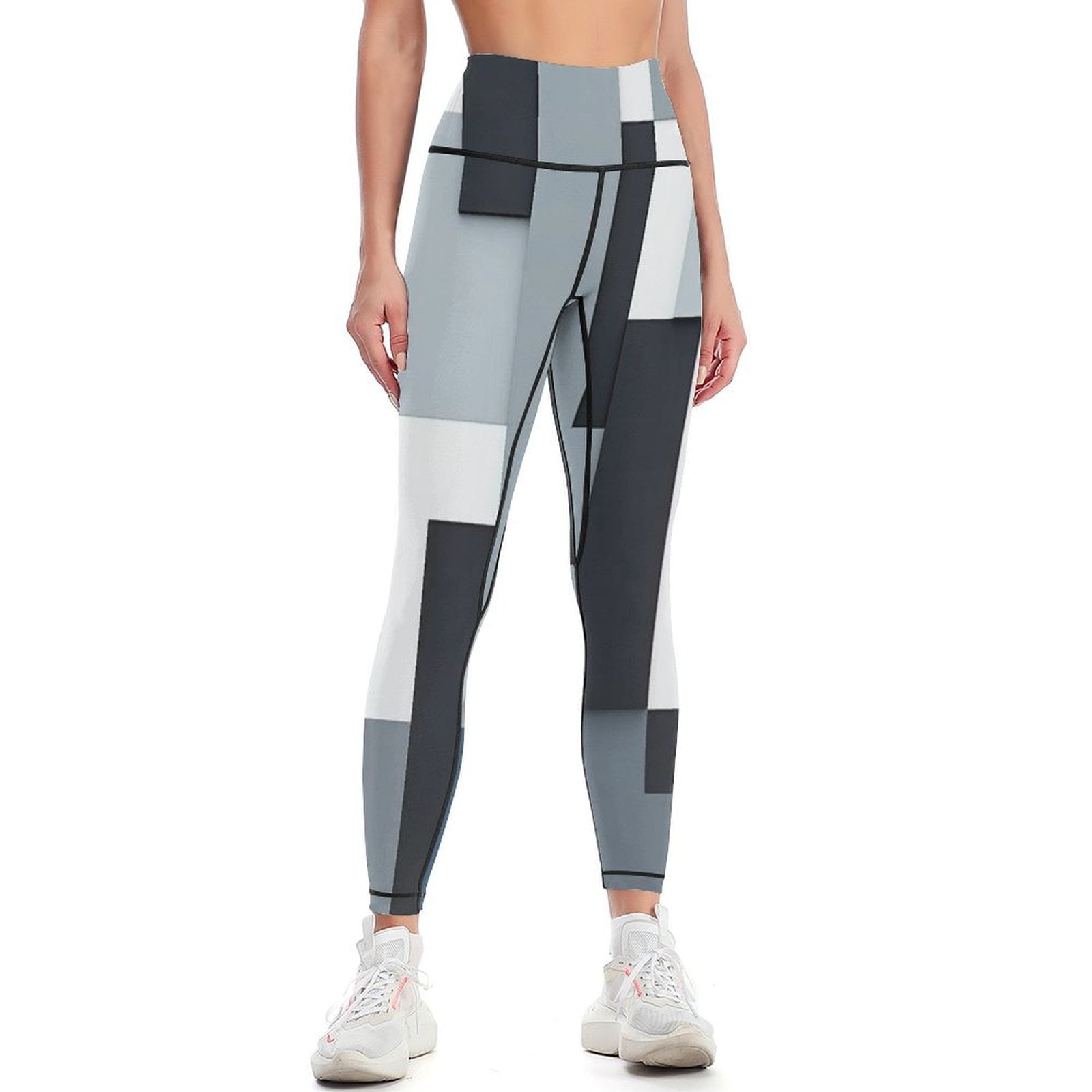 Blue And Black And Grey Squares Leggings Pants Sport Active Wear ...