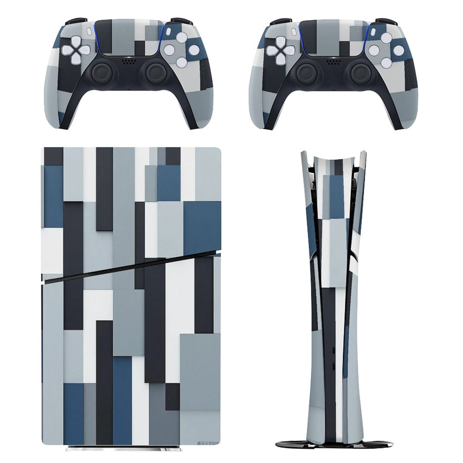 Blue And Black And Grey Squares PS5/PS5 Slim Digital Disc Skin Sticker ...