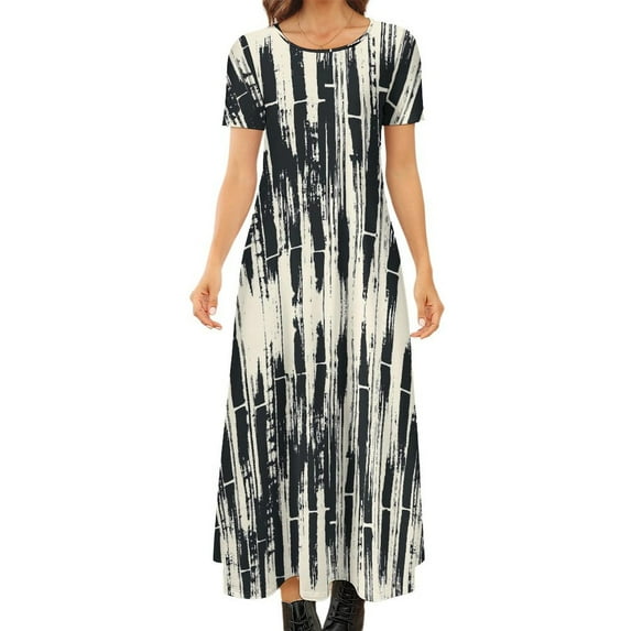 Blue And Black Tie Dye Dress Abstract Art Cute Maxi Dress Street Style ...