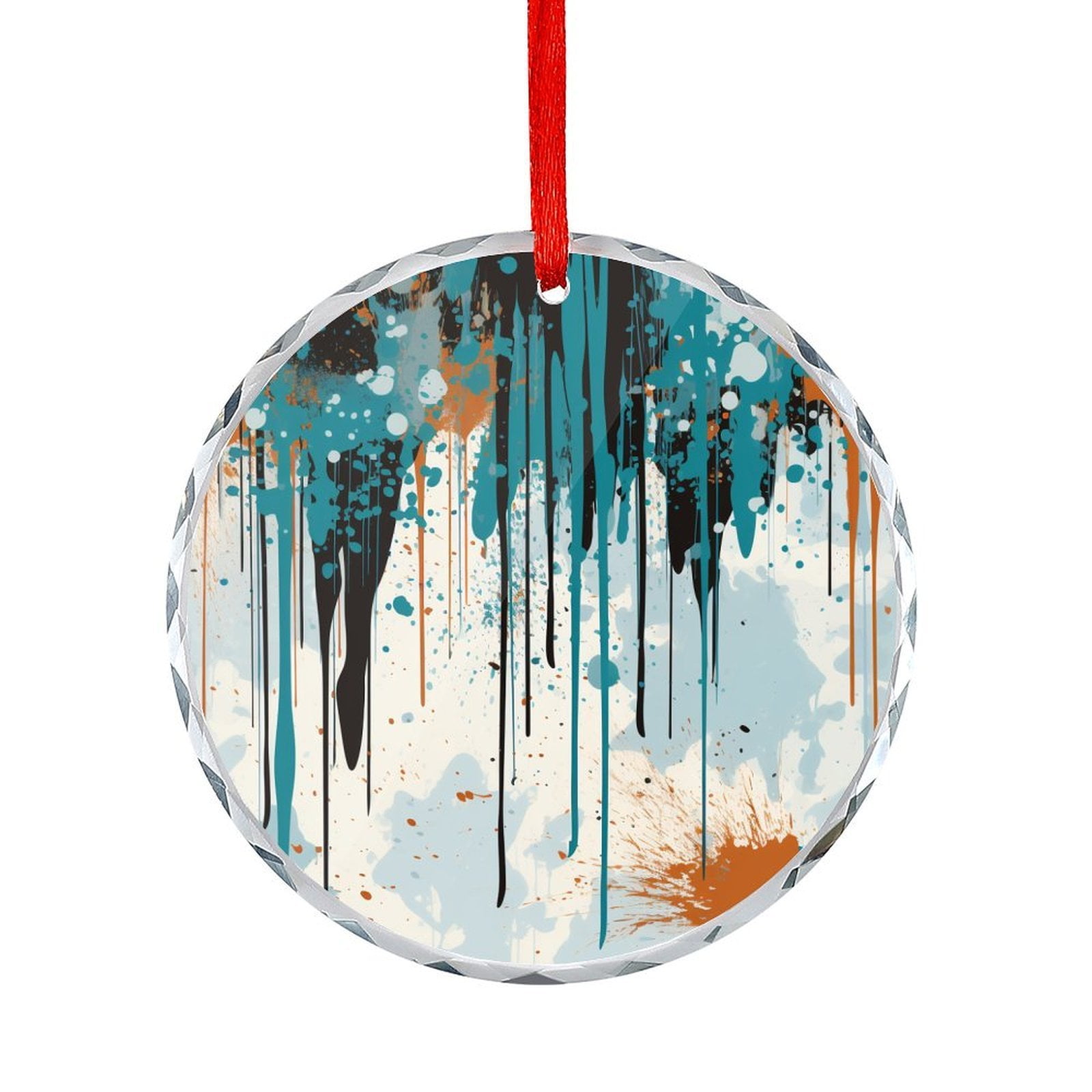 Blue And Brown Splattered Christmas Ornament Abstract Ink Paint Splat ...