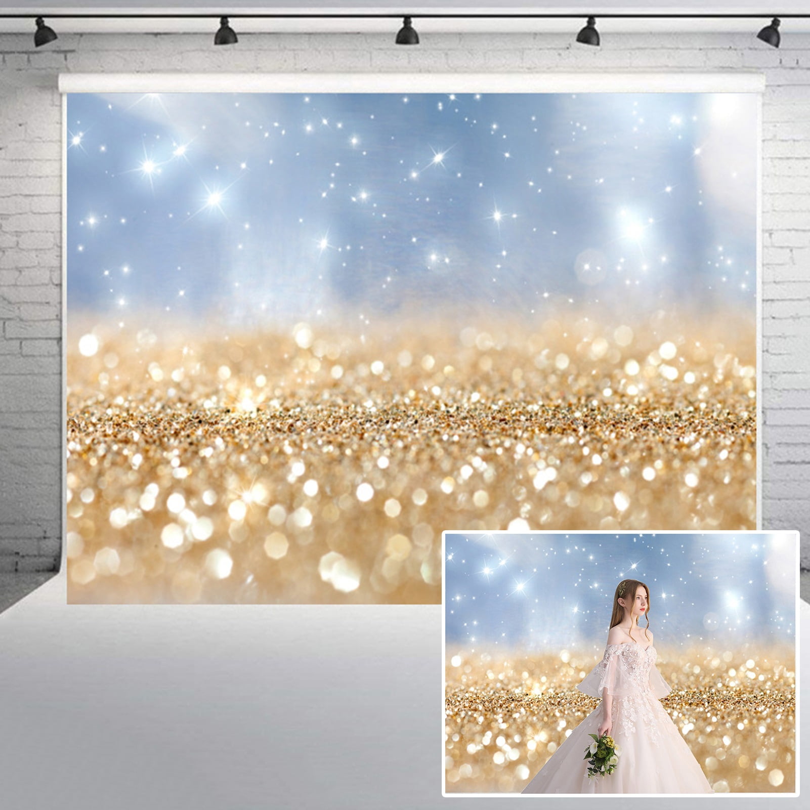 Blue And Gold Backdrop Golden Spots Backdrop Vinyl Photography Backdrop ...
