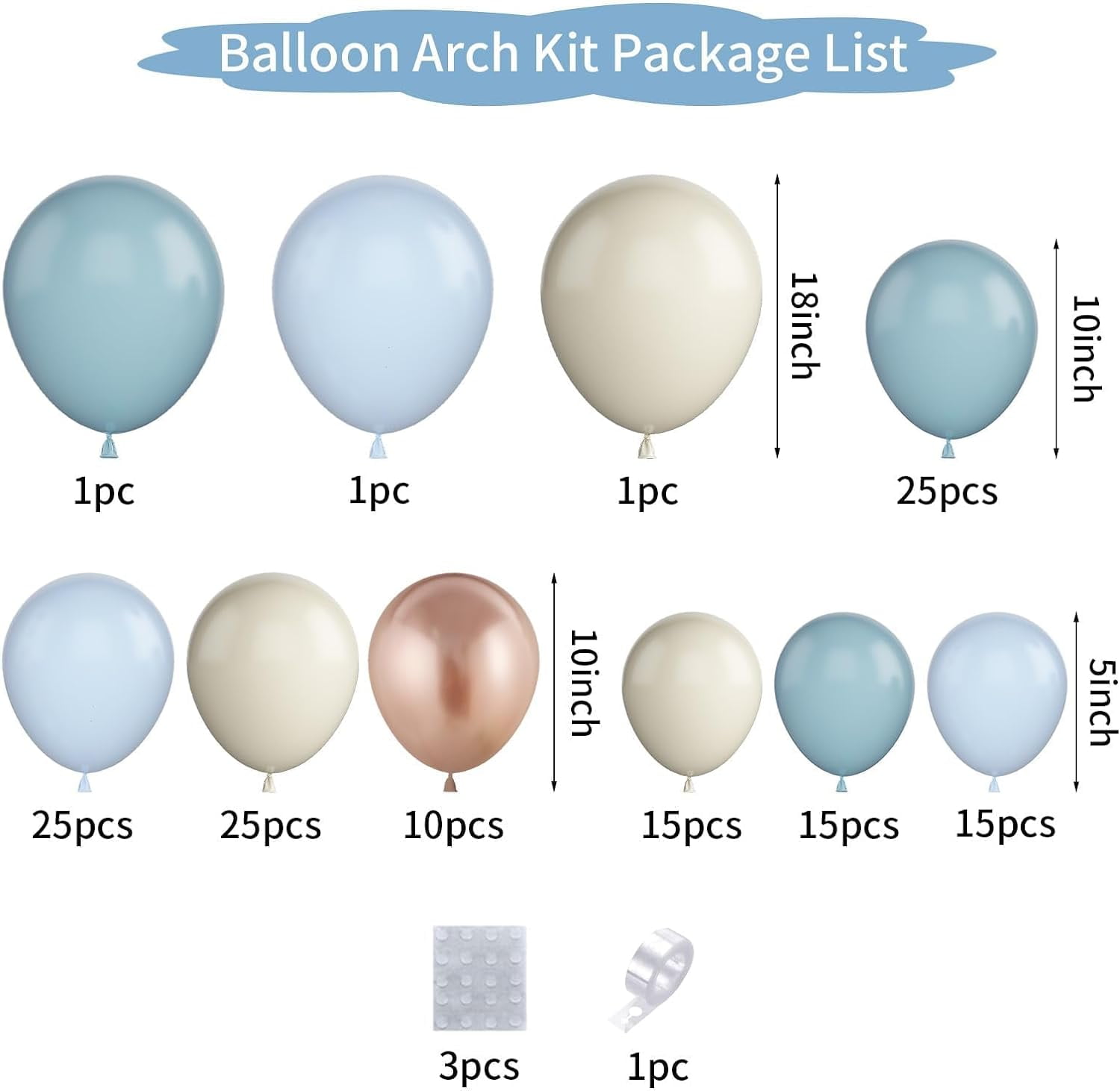 Blue And Gold Balloon Arch,133Pcs Dusty Baby Blue Balloons Arch Garland ...