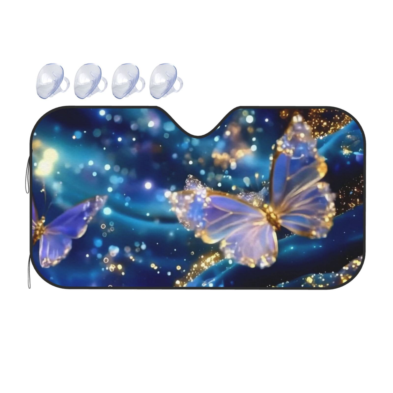 Blue And Gold Butterfly Galaxy Car Windshield Sun Shade UV Heat Shield ...