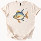 Blue And Gold Fish Graphic Tee Ocean Lover Shirt Aquatic Art Tshirt ...