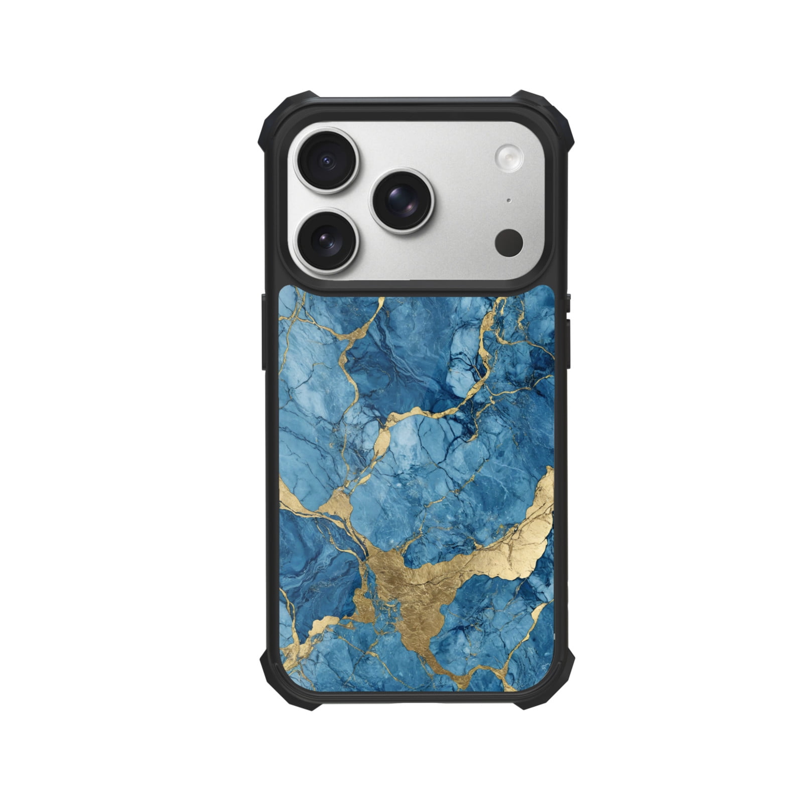 Blue And Gold Marble Texture Shockproof Case For iPhone 12 13 14 15 16 ...