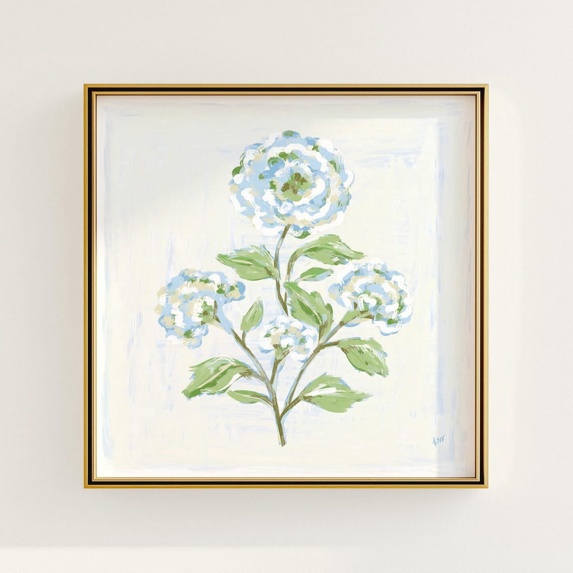 Blue And Green Floral Botanical Southern Wall Decor V2, Unframed Canvas ...