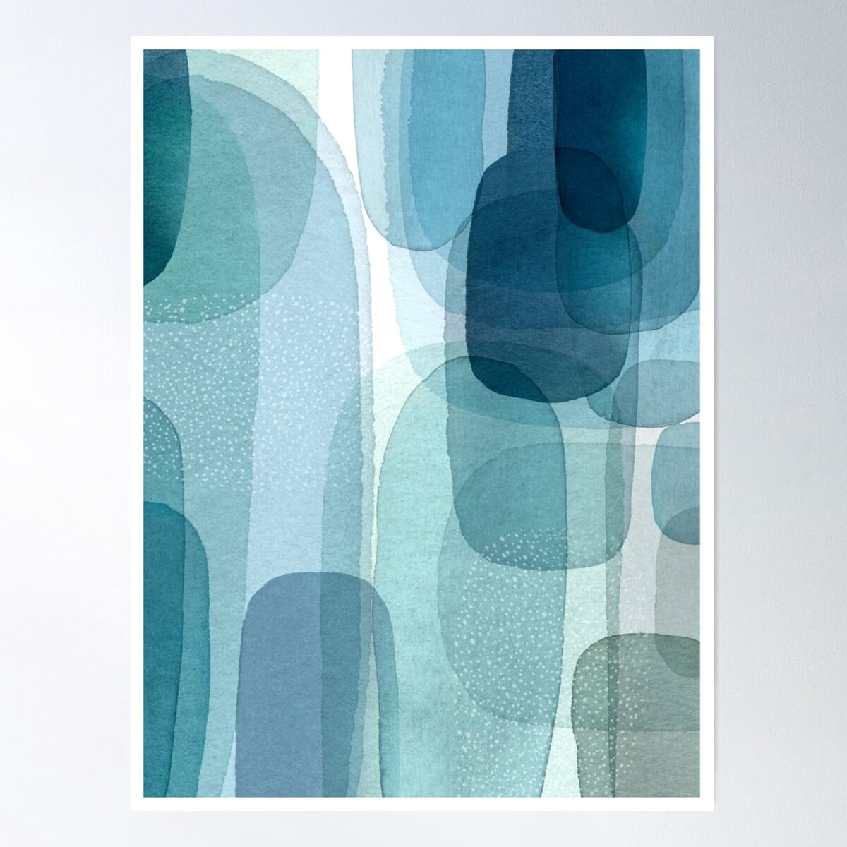 Blue And Green Modern Watercolor Shapes Poster Wall Art, Modern Wall ...