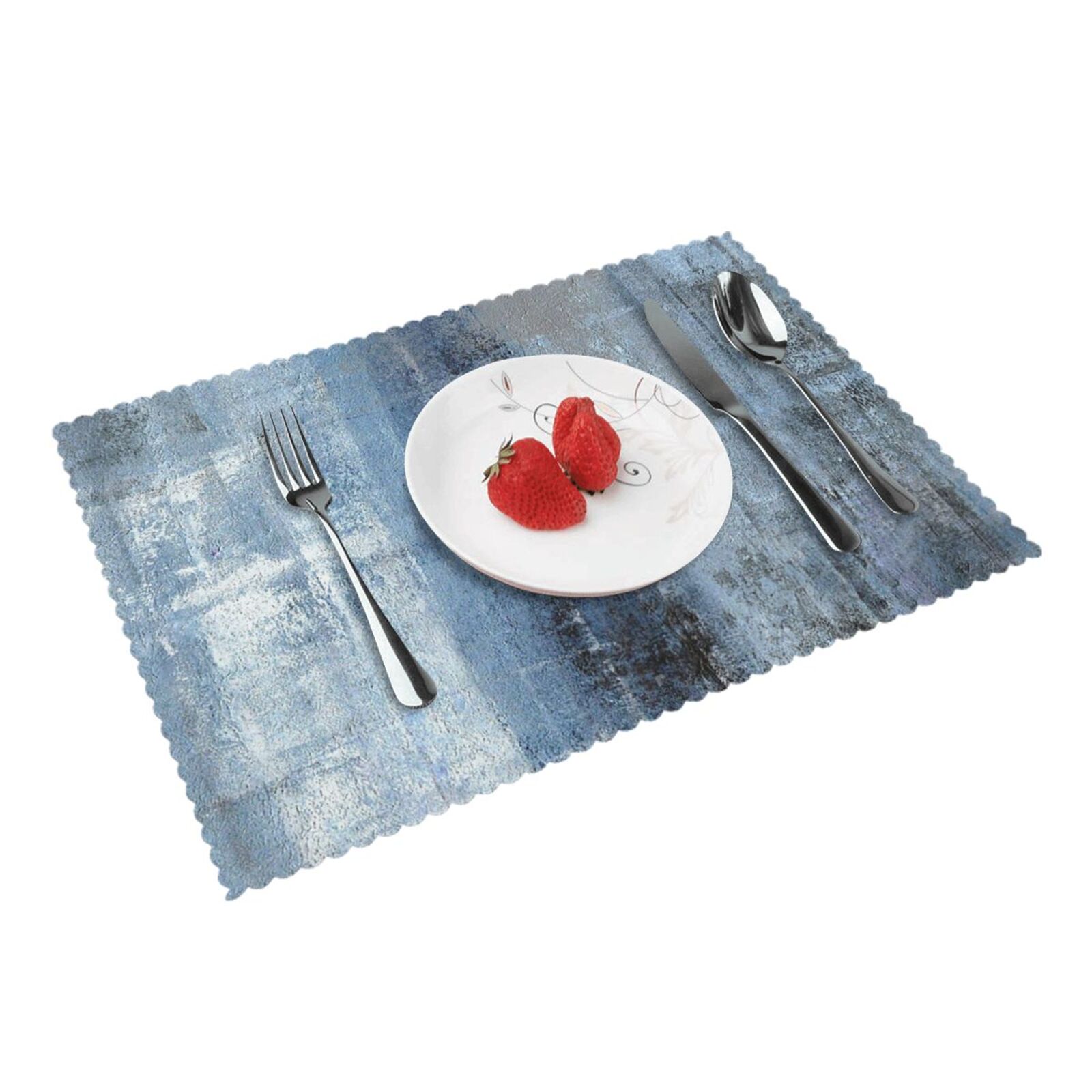 Blue And Grey Abstract Art Placemats for Dining Table Set of 4 Washable ...