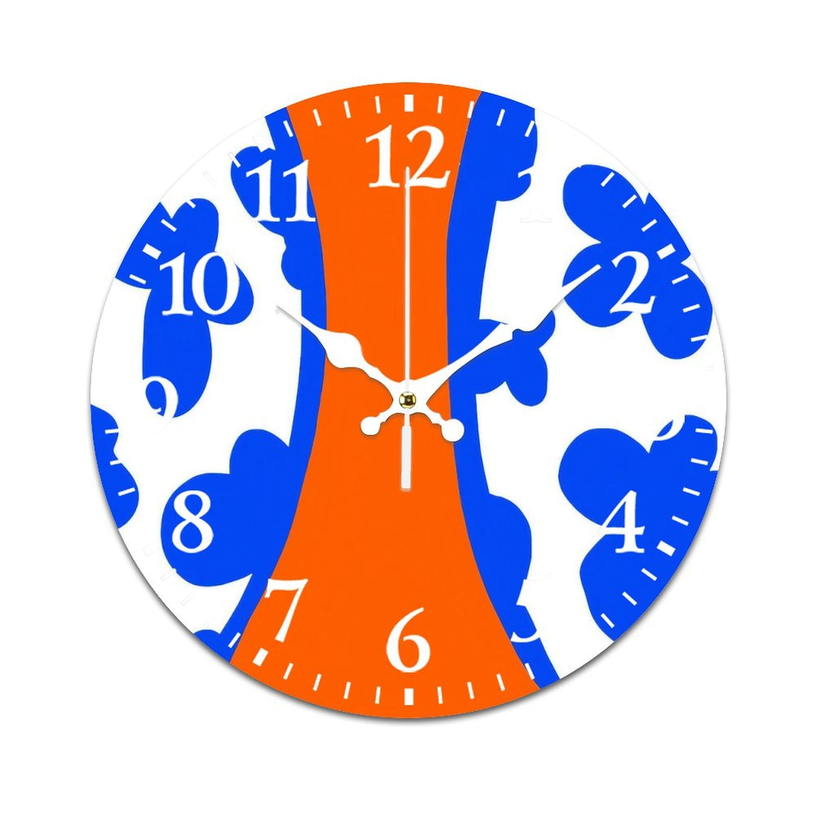 Blue And Orange Wall Clock Modern Design Clocks Wall Hanging Home ...
